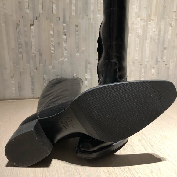 Prada | Shoes | Prada Black Leather Tall Equestrian Boots | Poshmark